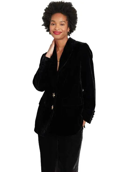 Chinti & Parker Velvet Jacket With Star Buttons - Black