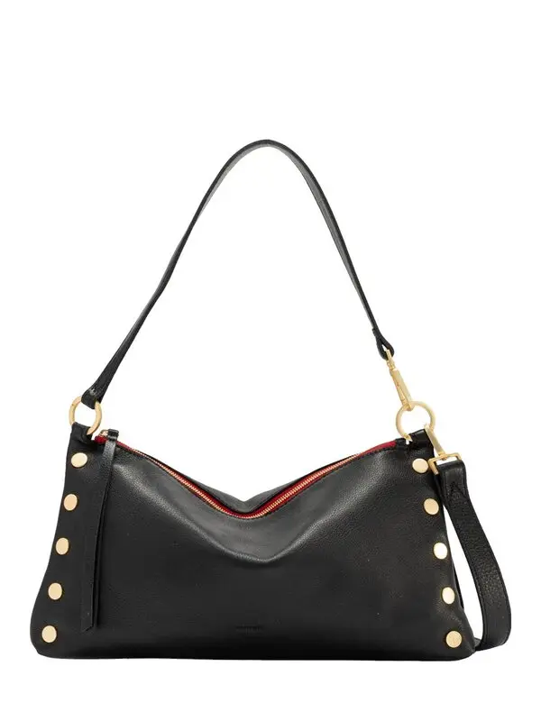 HAMMITT Kyle Medium Shoulder Bag - Black/brushed Gold Red Zip