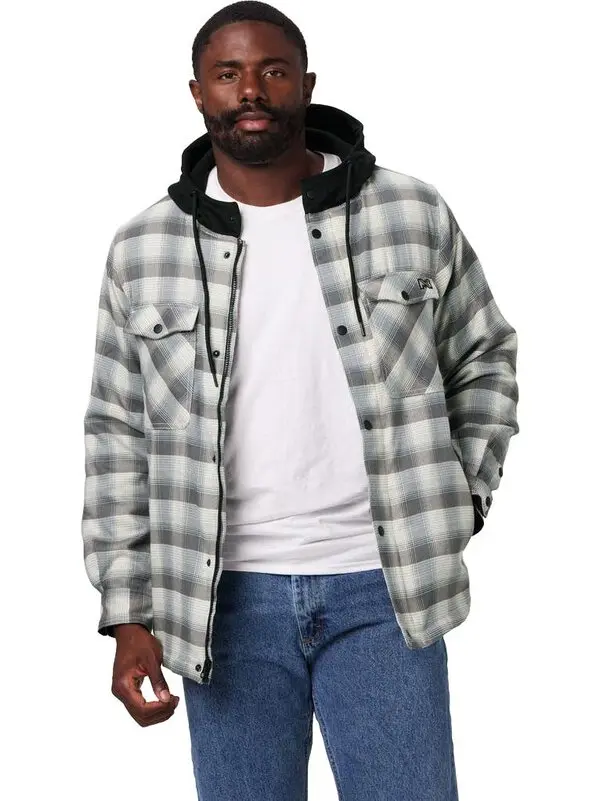 MOBILE WARMING Flannel Heated Hooded Jacket - Grey
