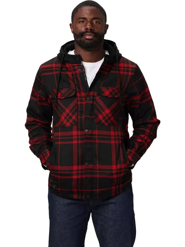 MOBILE WARMING Flannel Heated Hooded Jacket - Red