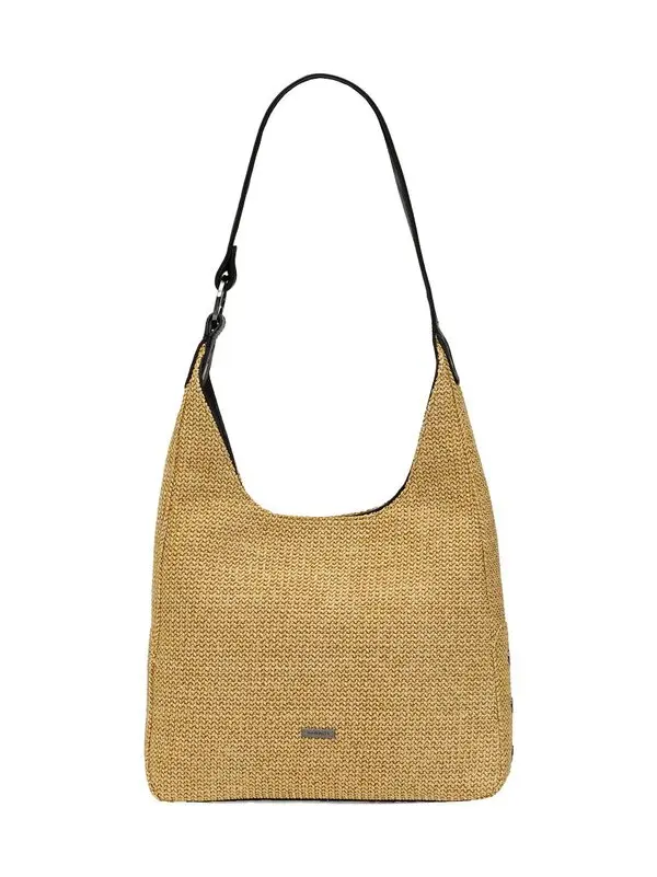 HAMMITT Medium Hobo Bag - Noir Smooth Raffia/gunmetal