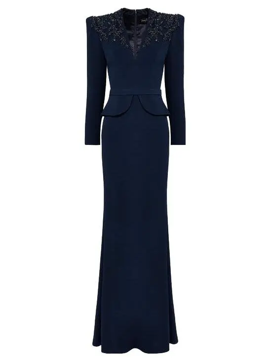 Jenny Packham Sequin-embellished V-neck Maxi Dress - Blackthorne Blue
