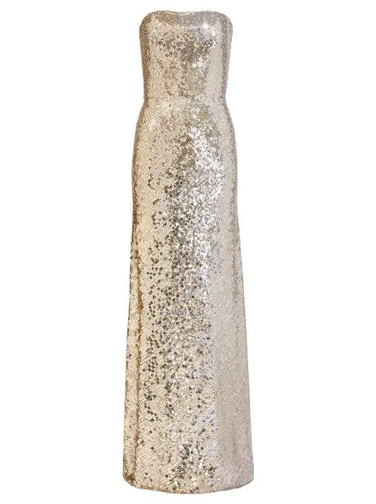 Jenny Packham Sequin-embellished Strapless Maxi Dress - Cashmere