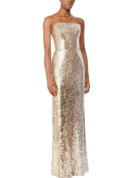 Jenny Packham Sequin-embellished Strapless Maxi Dress - Cashmere