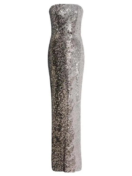 Jenny Packham Sequin-embellished Strapless Maxi Dress - Liquorice