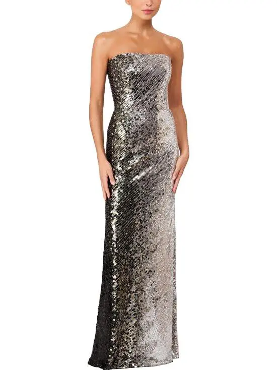 Jenny Packham Sequin-embellished Strapless Maxi Dress - Liquorice