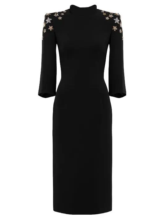 Jenny Packham Stella Star-embellished Midi Dress - Liquorice