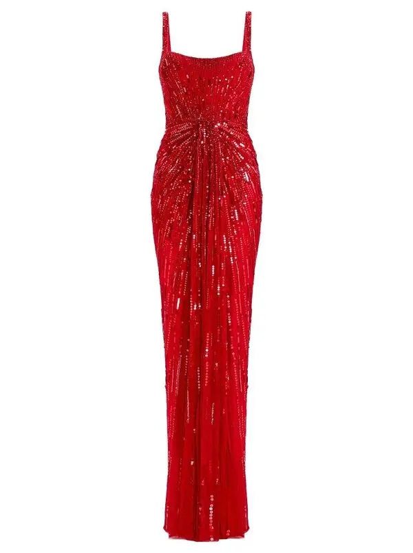 Jenny Packham Chrissy Sequin-embellished Gown - Chilli Red