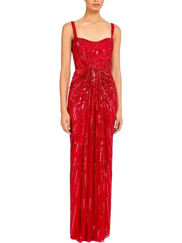 Jenny Packham Chrissy Sequin-embellished Gown - Chilli Red