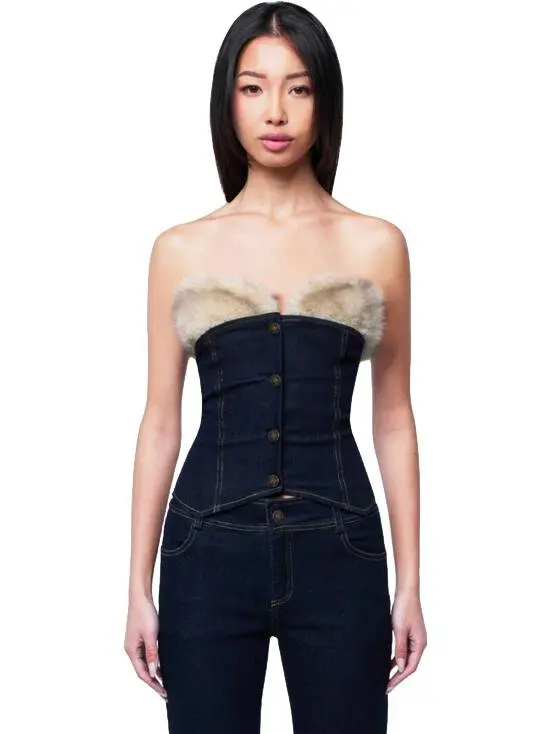 OW Desi Corset Top - Dark Wash