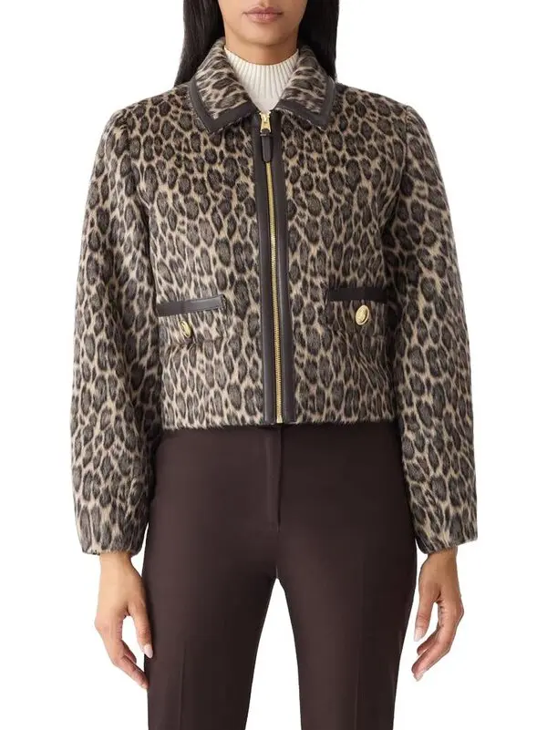 Mackage Lorah Leopard Print Wool-blend Jacket - Light Camel Multi