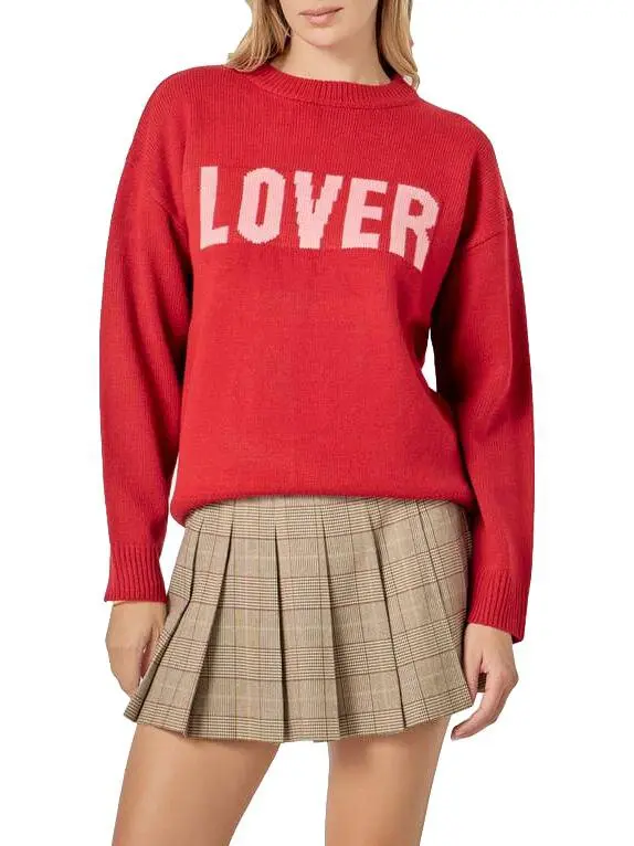 English Factory Relaxed Fit Statement Sweater - Red/pink