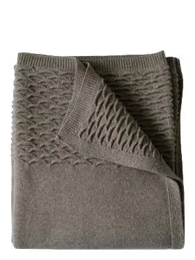 EVANGELINE Knit Scallop Throw - Coffee/scallop