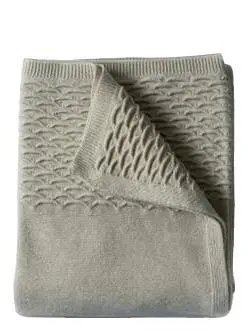 EVANGELINE Knit Scallop Throw - Oatmeal/scallop