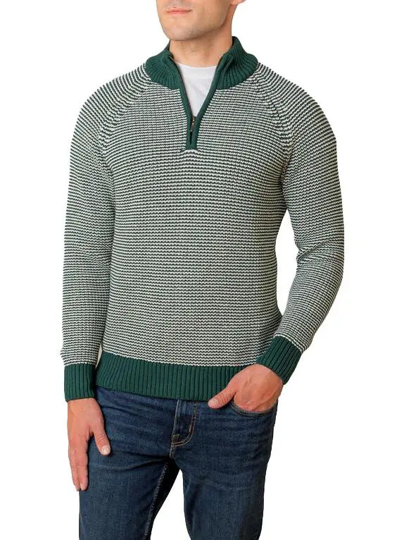 HOPE & HENRY Organic Half-zip Pullover Sweater - Deep Green Stripe