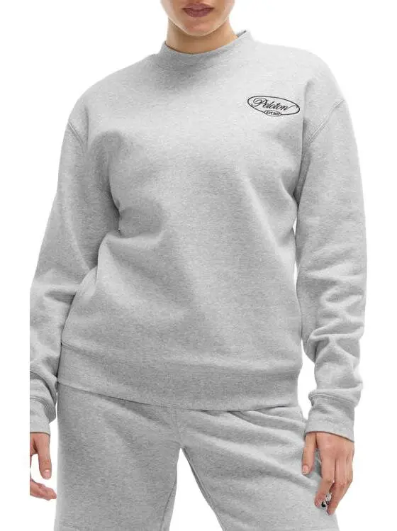 PELOTON Soft Fleece Mock Neck Sweatshirt - Heather Grey