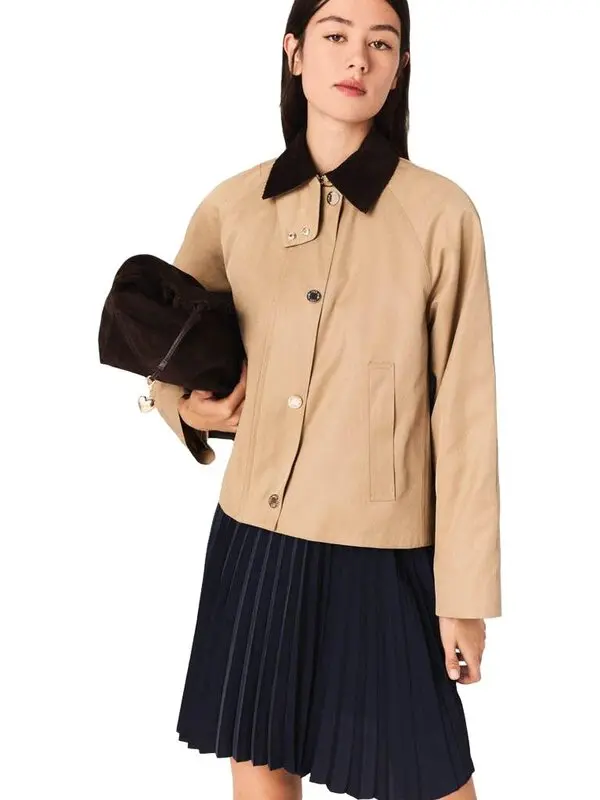 Maje Jacket With Removable Collar - Camel