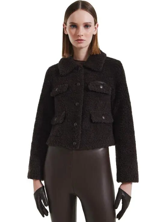 Rudsak Blair Short Wool Teddy Jacket - Espresso