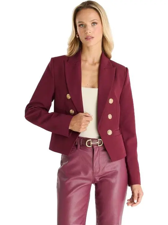 THE NOLI SHOP Gabrielle Double Breasted Blazer - Merlot