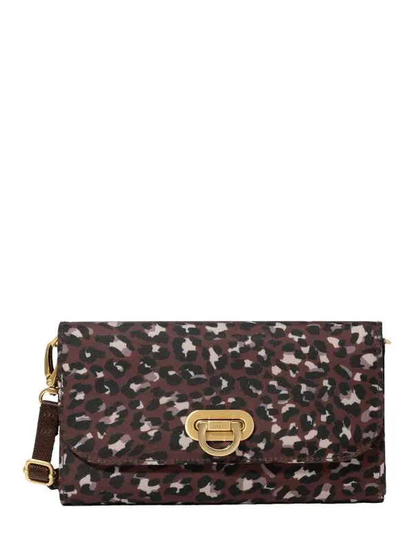 BAGGALLINI Coastal Flip Lock Rfid Phone Wallet Crossbody Bag - Ganache Cheetah Gold Hardware