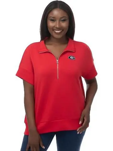 ZOOZATZ Georgia Bulldogs Tri-blend Quarter-zip Top - Red