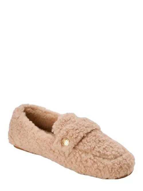 DEARFOAMS Madeline Luxe Teddy Loafer Slipper - Latte