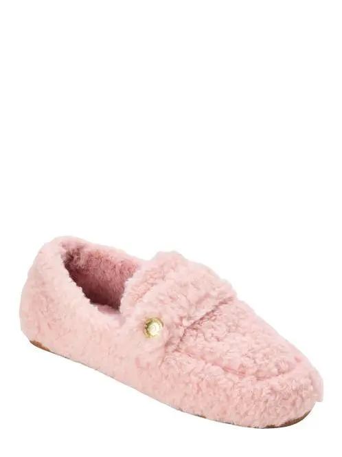 DEARFOAMS Madeline Luxe Teddy Loafer Slipper - Pale Mauve