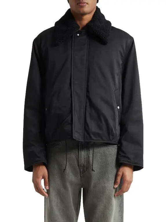 Our Legacy Ace Water Repellent Jacket With Detachable Faux-fur Collar - Black Aero Nylon