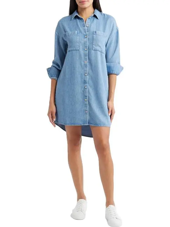 CLOTH & STONE Long Sleeve Denim Shirtdress - Night Tides Wash