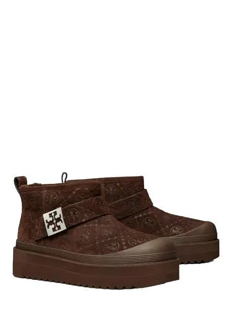 Tory Burch Shearling Lined Platform Boot - Dark Cocoa Tmono/silver