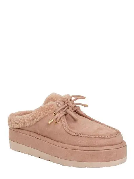 SHU SHOP Faux Fur Platform Slipper - Pink Suede