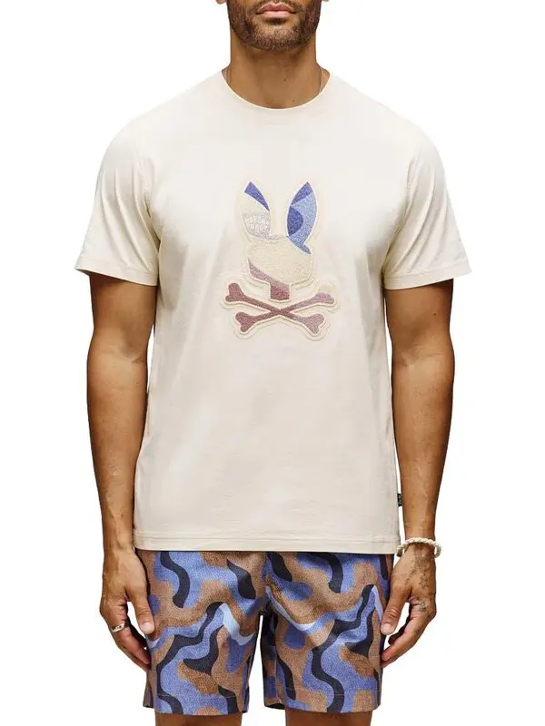 Psycho Bunny Dante Appliqué Graphic T-shirt - White Cap Grey
