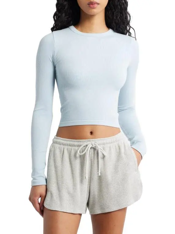 FLORENCE BY MILLS Softie Seamless Long Sleeve Crop T-shirt - Powder Blue