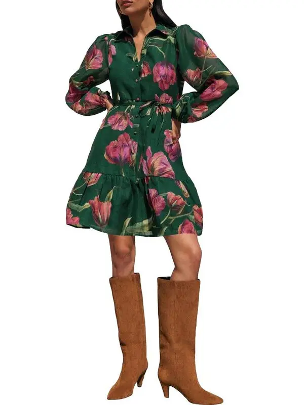FRIENDS LIKE THESE Floral Print Shirt Dress - Green