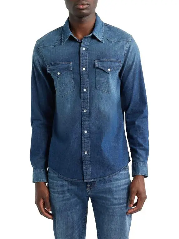 Ag Huston Classic Fit Western Denim Snap-up Shirt - Dawn Sky