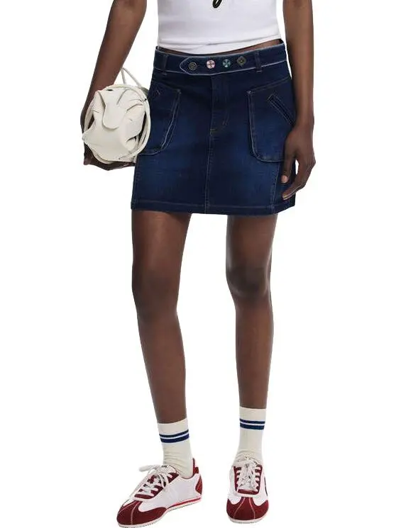 Desigual Denim Mini Skirt - Dark Blue
