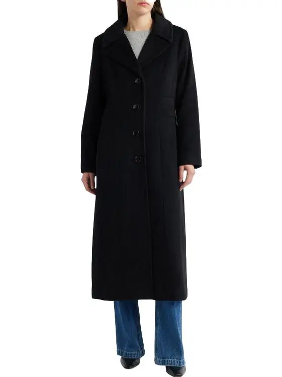 London Fog Wool Blend Longline Coat - Black