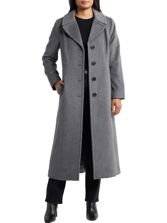 London Fog Wool Blend Longline Coat - Light Grey