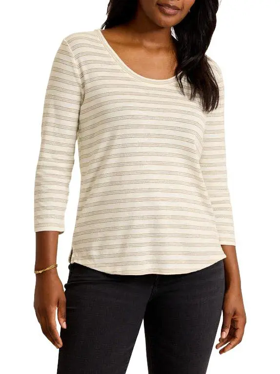 Tommy Bahama Metallic Stripe Cotton Blend Top - Coconut
