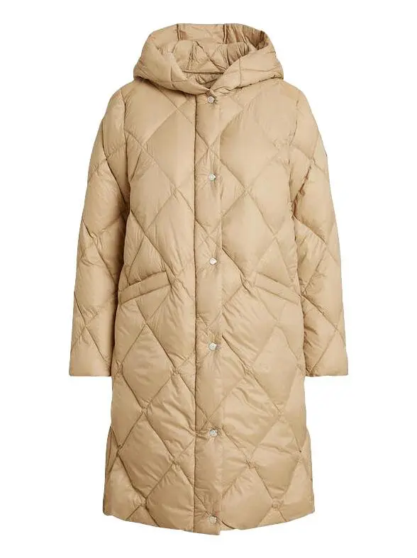 Ralph Lauren Diamond Quilted Hooded Coat - Birch Tan