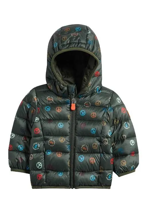 SAVE THE DUCK Dag Puffer Jacket - Green Peace Signs