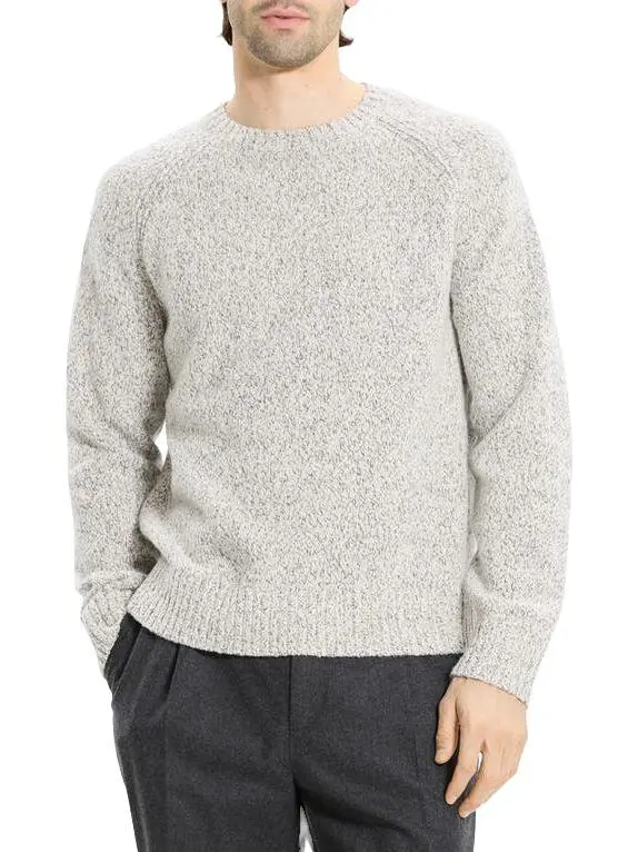 Theory Soft Twist Wool Blend Crewneck Sweater - Black Heather