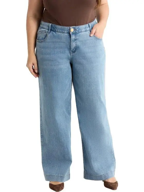 Wit & Wisdom High Waist Wide Leg Jeans - Mid Blue