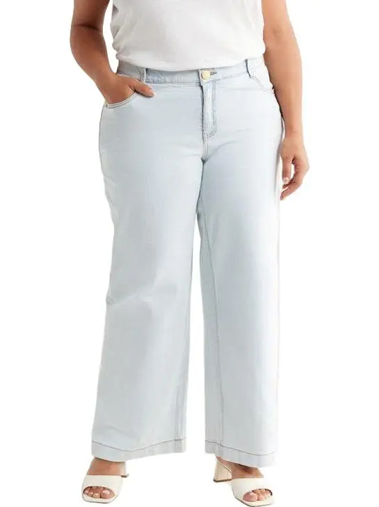 Wit & Wisdom High Waist Wide Leg Jeans - Powder Blue