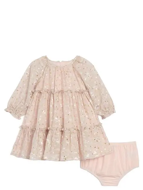 PIPPA & JULIE Tiered Party Dress & Bloomers Set - Pink
