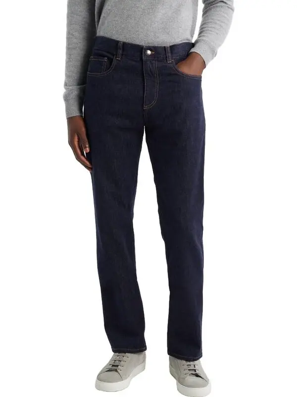 Canali Regular Fit Stretch Cotton & Wool Jeans - Dark Blue