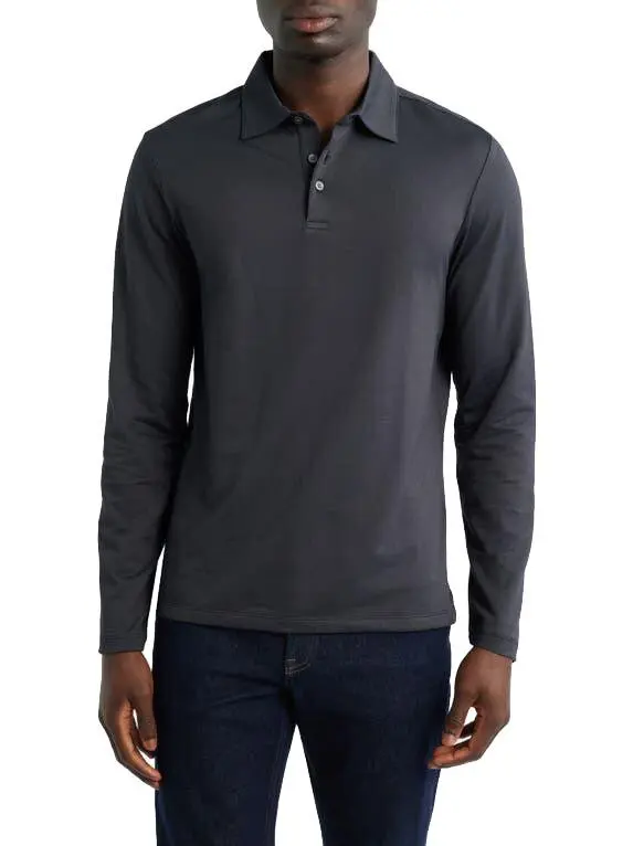 Robert Barakett Luciano Long Sleeve Twill Polo - Black