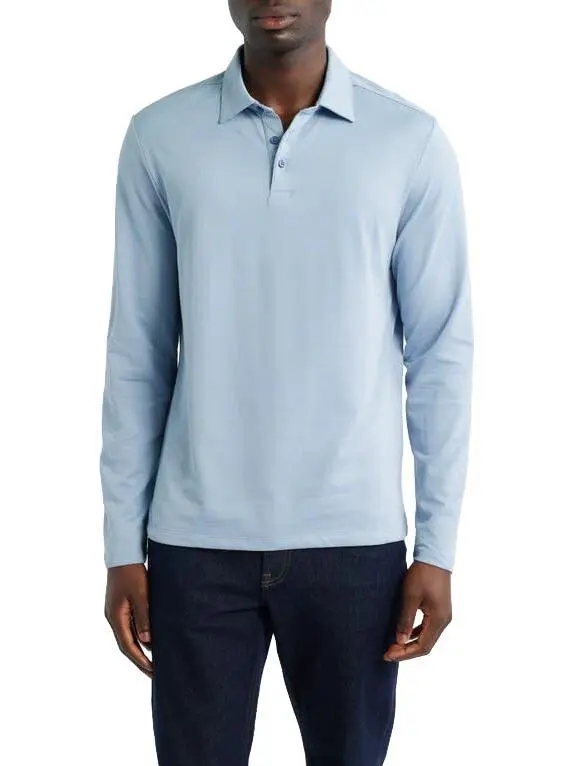 Robert Barakett Luciano Long Sleeve Twill Polo - Denim
