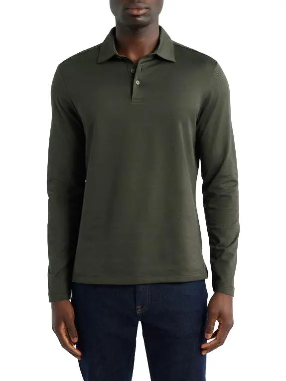 Robert Barakett Luciano Long Sleeve Twill Polo - Olive