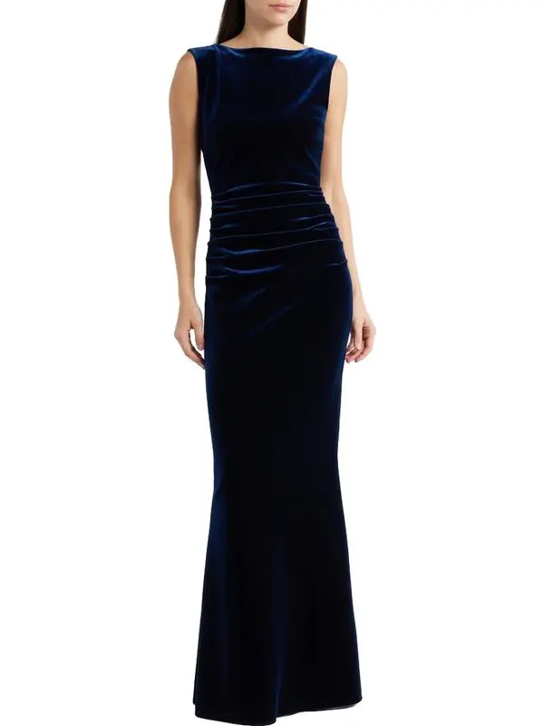 Chiara Boni La Petite Robe Nima Embellished Velvet Gown - Blu Notte